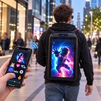 China 15.6 Inch Smart LED Screen Backpack HD Digital Display Advertising Backpack for Business Promotion Events Trade Shows Outdoor Marketing Custom Video Display Travel Bag for sale