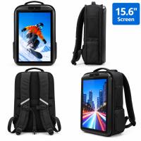 China 15.6 Inch Smart LED Screen Backpack HD Digital Display Advertising Backpack for Business Promotion Events Trade Shows Outdoor Marketing Custom Video Display Travel Bag for sale