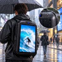 China 15.6 Inch Smart LED Screen Backpack HD Digital Display Advertising Backpack for Business Promotion Events Trade Shows Outdoor Marketing Custom Video Display Travel Bag for sale