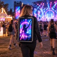 China 18.5 Inch Smart LED Screen Backpack HD Digital Display Advertising Backpack for Trade Shows Events Business Promotion Mobile Marketing Outdoor Advertising Custom Video Display Bag for sale