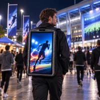 China 18.5 Inch Smart LED Screen Backpack HD Digital Display Advertising Backpack for Trade Shows Events Business Promotion Mobile Marketing Outdoor Advertising Custom Video Display Bag for sale