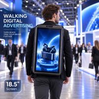 China 18.5 Inch Smart LED Screen Backpack HD Digital Display Advertising Backpack for Trade Shows Events Business Promotion Mobile Marketing Outdoor Advertising Custom Video Display Bag for sale