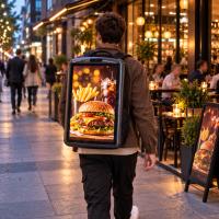 China 21.5 Inch Smart LED Screen Backpack Large HD Digital Display Advertising Backpack for Trade Shows Events Business Promotion Mobile Marketing Outdoor Advertising Custom Video Display Bag for sale