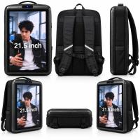China 21.5 Inch Smart LED Screen Backpack Large HD Digital Display Advertising Backpack for Trade Shows Events Business Promotion Mobile Marketing Outdoor Advertising Custom Video Display Bag for sale