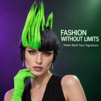 China Wholesale Neon Green Black Spiked Punk Wig for Adults, Synthetic Mohawk Costume Hairpiece for Halloween, Cosplay, Rock Parties, Stage Shows, Festivals, Events, Retailers and Custom Orders for sale
