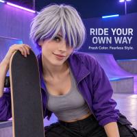 China Silver Purple Ombre Short Spiky Cosplay Wig, Layered Messy Straight Anime Costume Wig for Men Women, Synthetic Heat Resistant Wig with Bangs, Ideal for Halloween Party for sale