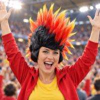 China Black Red Yellow Mohawk Wig for Women, Spiky Flame Punk Rock Mohican Costume Wig, Synthetic Fiber, Ideal for Halloween, Rock Concert, Carnival, 80s Retro Party, Fancy Dress Cosplay Themed Stage for sale