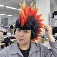 China Black Red Yellow Mohawk Wig for Women, Spiky Flame Punk Rock Mohican Costume Wig, Synthetic Fiber, Ideal for Halloween, Rock Concert, Carnival, 80s Retro Party, Fancy Dress Cosplay Themed Stage for sale