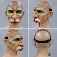 China LED Old Man Mask, Realistic Elderly Face Mask with Glowing Neon Light Design, Cyberpunk Halloween Costume Mask, Scary Horror Party Mask for Adults, Futuristic Cosplay Prop, Night Club Performance for sale