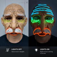 China LED Old Man Mask, Realistic Elderly Face Mask with Glowing Neon Light Design, Cyberpunk Halloween Costume Mask, Scary Horror Party Mask for Adults, Futuristic Cosplay Prop, Night Club Performance for sale
