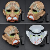 China LED Old Man Mask, Realistic Elderly Face Mask with Glowing Neon Light Design, Cyberpunk Halloween Costume Mask, Scary Horror Party Mask for Adults, Futuristic Cosplay Prop, Night Club Performance for sale