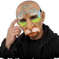 China LED Old Man Mask, Realistic Elderly Face Mask with Glowing Neon Light Design, Cyberpunk Halloween Costume Mask, Scary Horror Party Mask for Adults, Futuristic Cosplay Prop, Night Club Performance for sale