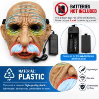 China LED Old Man Mask, Realistic Elderly Face Mask with Glowing Neon Light Design, Cyberpunk Halloween Costume Mask, Scary Horror Party Mask for Adults, Futuristic Cosplay Prop, Night Club Performance for sale