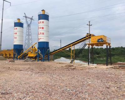 China HZS50 Concrete Batching Plant 60m3/h Twin Shaft Mixer Automatic PLC Control for sale
