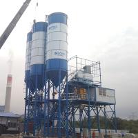 China HZS120 Concrete Batching Plant 120m3/h Twin Shaft Mixer PLC Control for Construction for sale