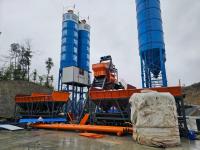 China HZS25 25m3/h Concrete Batching Plant Twin Shaft Mixer PLC Control for sale