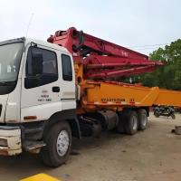 China Used Putzmeister Hydraulic Concrete Pump Trailer 121 Feet Z-Shaped Boom 100m³/h Output 380V Electric for sale