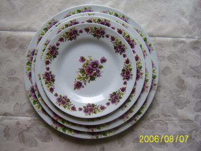 China Colorful Parrot Pattern Melamine Picnic Plates Odor Free MP-005 melamine dinner set for sale