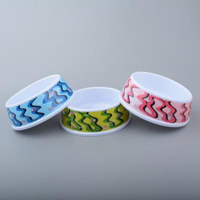 China Cartoon Multi Color Printing Melamine Pet Bowl For Cat Dog PT-001 for sale