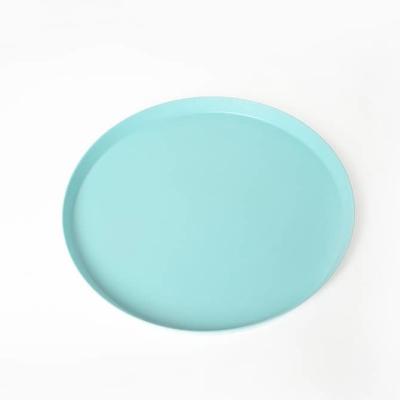 China Blue Solid Color Round Melamine Food Tray / Melamine Snack Tray MT-004 Round Melamine Tray for sale