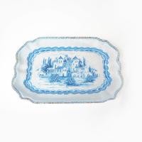 China Blue Pattern Melamine Ware Lace Printed Melamine Outdoor Serving Tray MT-002 for sale