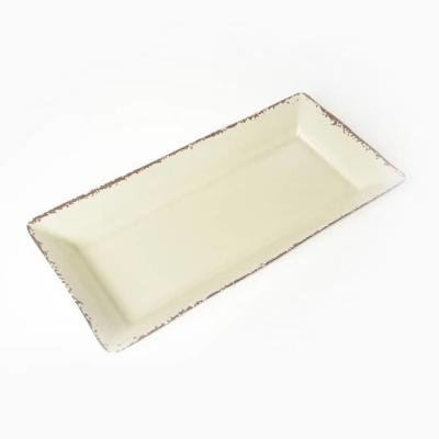 China Solid Color Unpatterned Long Strip Melamine Rectangular Tray MT-006 White Melamine Tray for sale