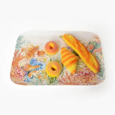 China Mermaid Print Rectangular Melamine Dinner Trays MT-005 Decorative Melamine Trays for sale