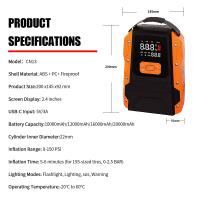 China 20000mAh Multi Functional Jump Starter Portable Car Battery Charger 150PSI Auto Tire Inflator 12V Battery Jump Box for sale