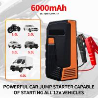 China Emergency Multi Functional Jump Starter 6000mAh 12V Portable Car Jump Starter Power Bank With Air Compressor for sale