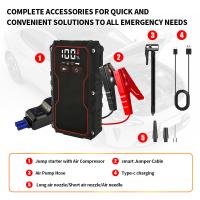 China Smart Multi Functional Jump Starter 8000mAh 10000mAh 12V 150PSI Tire Inflator Emergency Vehicle Jump Starter for sale