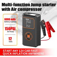 China 12V Car Battery Booster Tire Inflator 4 In 1 6000mAh Emergency Vehicle Jump Starter Air Pump For Car Tires for sale