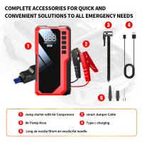 China Multi Function Portable Battery Jump Starter 6400mAh 8000mAh 12V Emergency Jump Starter With Air Compressor for sale
