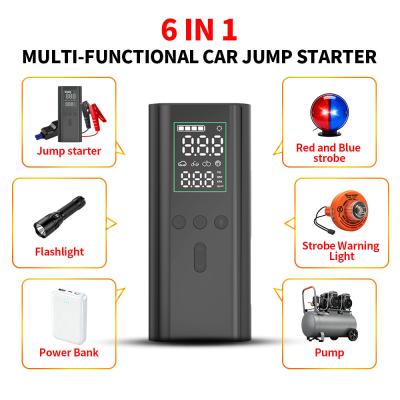 China 12v Emergency Vehicle Jump Starter Tire Inflators 0-150PSI With SOS Light Digital Automobile Emergency Power Supply for sale