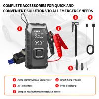 China Rechargeable Car Jump Starter With Tyre Inflator Air Compressor 0-150PSI Car Air Compressor For Road Bike for sale