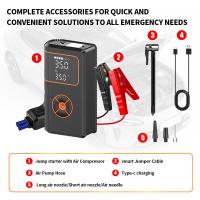 China Car Battery Booster Jump Starter 12V Portable Tire Inflator 4 In 1 6000mAh Emergency Jump Starter Air Pump for sale