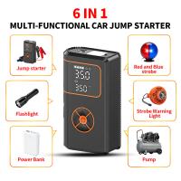 China Car Battery Booster Jump Starter 12V Portable Tire Inflator 4 In 1 6000mAh Emergency Jump Starter Air Pump for sale