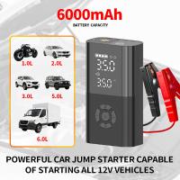 China 9 In 1 Car Emergency Battery Jump Box 6000mAh Air Tire Compressor 150PSI Pump Jump Starter Power Pack for sale