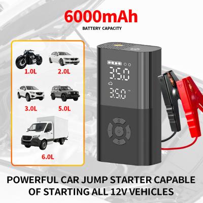 China 9 In 1 Car Emergency Battery Jump Box 6000mAh Air Tire Compressor 150PSI Pump Jump Starter Power Pack for sale