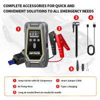 China Electric Air Pump Tire Inflator 8000mAh 10000mAh 12000mAh Intelligent Emergency Car Jumper Starter for sale
