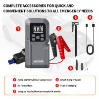 China Vehicle 2 In 1 Jump Starter 12V Tire Inflator 141psi Portable Electric Handheld Air Pump Intelligent Air Pump for sale