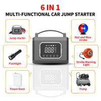 China Power Battery Jump Starter Tyre Inflator Portable Air Compressor 12V 6000mAh 60C With Mobile Car Battery Booster for sale