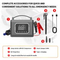 China Emergency Power Battery Jump Starter Tyre Inflator 12v 6000mAh 60C With Mobile Car Battery Booster for sale