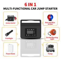 China Emergency Start Power Supply 6 In 1 Wireless Power Bank Air Compressor Jump Starter With Tire Inflator Blower for sale