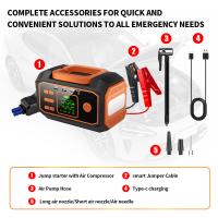China 10000mAh 12000mAh 16000mAh Jump Starter Power Bank Emergency Starter Battery With Air Compressor for sale