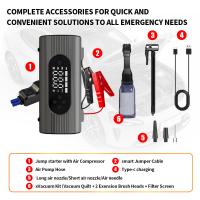 China Power Compact 12V Car Battery Jump Starter With Tyre Inflator Battery Powered Tire Inflator Emergency Battery Pack for sale