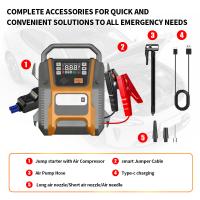 China Multi Function Air Pump Tire Inflator 53600mAh Car Jump Starter  Digital 150PSI Electric Tire Pump for sale