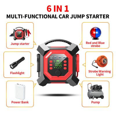 China Digital Car Battery Booster Jumper Pack 24000mAh Car Jump Starter Power Bank With Tire Inflator 150PSI for sale