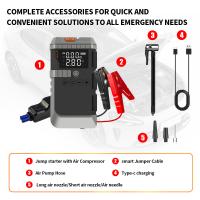 China Portable Battery 8000mAh Jump Starter With Air Compressor Type C Car Battery Jump Box Battery Tyre Inflator for sale
