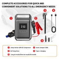 China Compact Car Jump Starter Power Bank Diesel 12V 8000mAh Portable Battery Jump Starter Tire Inflators for sale