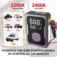 China 1200A 1800A 2400A Vehicle Battery Jump Starter Pack With Air Compressor 3.2 Inch LED Display for sale